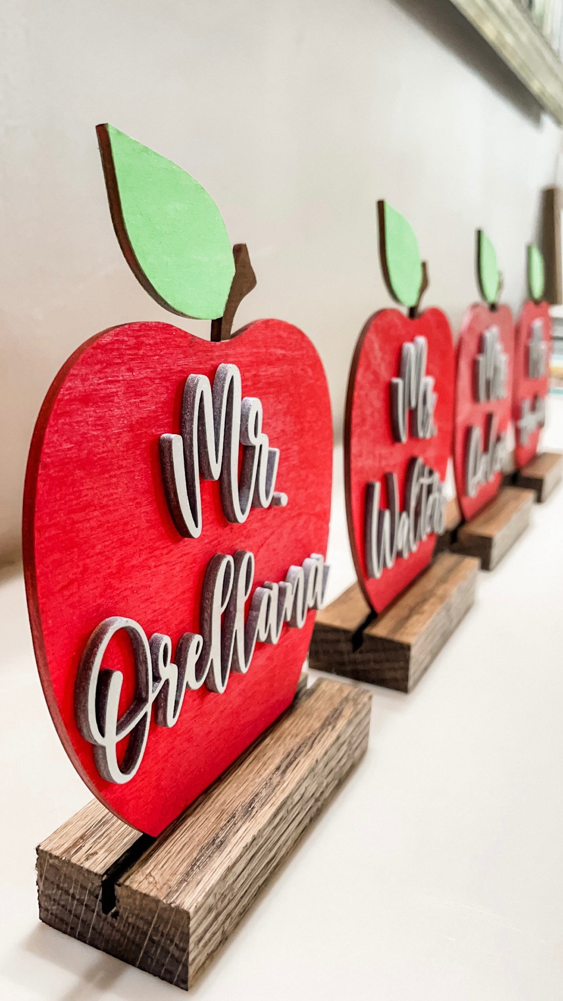 Personalized Wooden Teacher Apples Classroom Decor Teacher Etsy