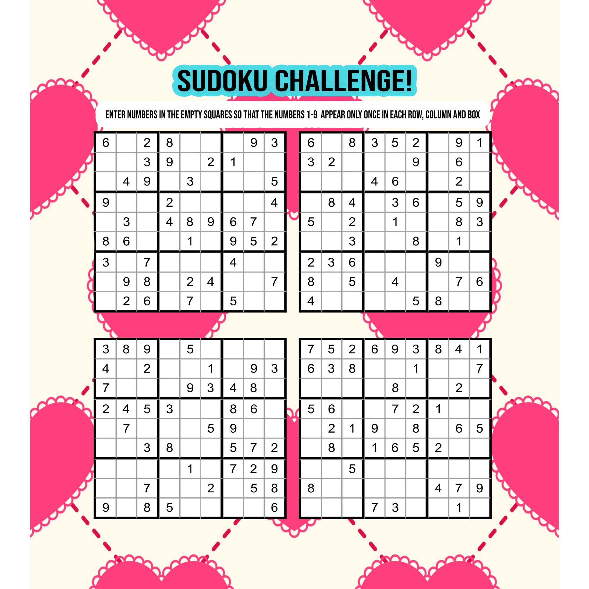 Free Printable Valentine Sudoku Puzzles at Rose Thyer blog