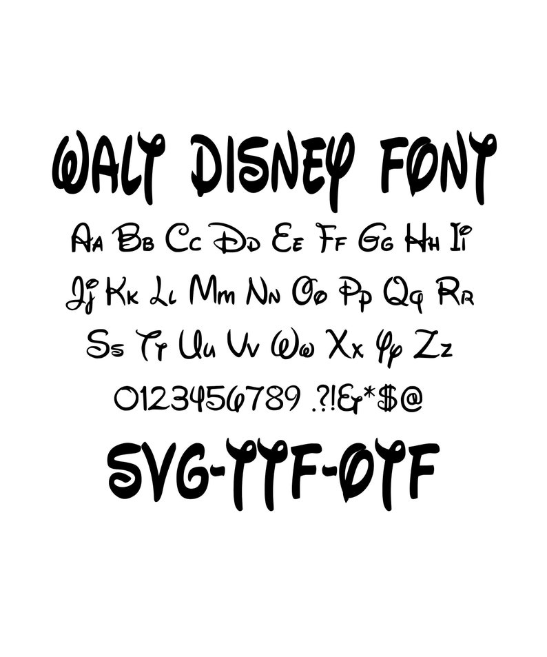 Disney Font True Type and Open Type Fonts Digital Download - Etsy