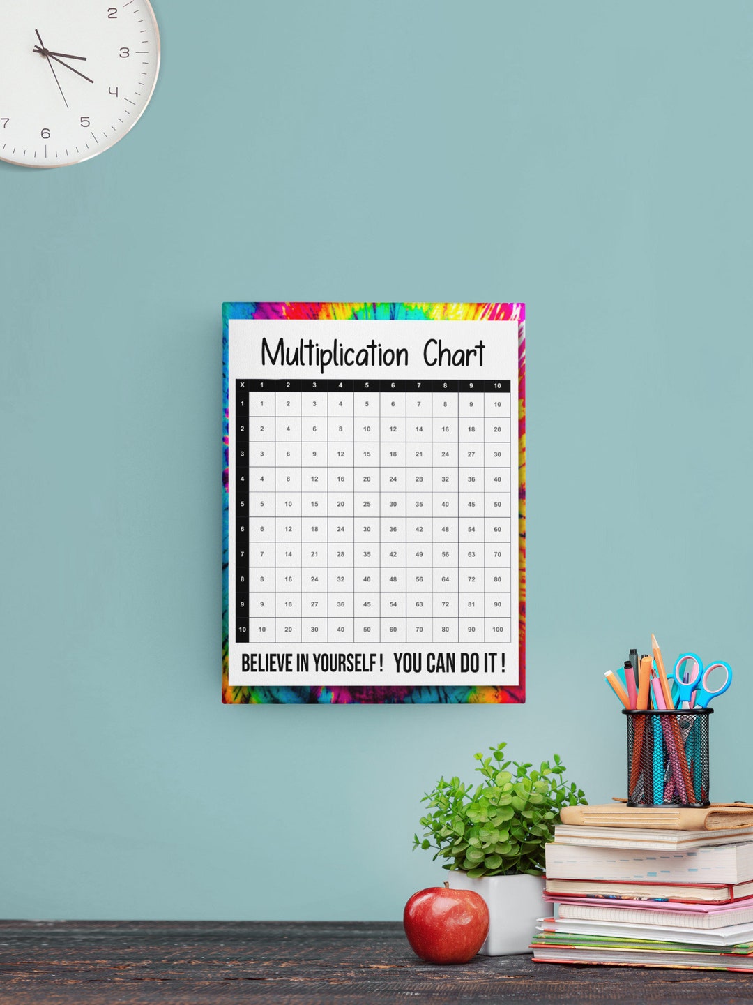 Multiplication Table Printable Tie Dye Teacher Printable Kids Printable ...