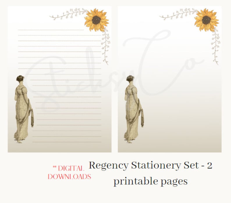 Regency Printable Stationery, Printable Downloadable Pages. - Etsy