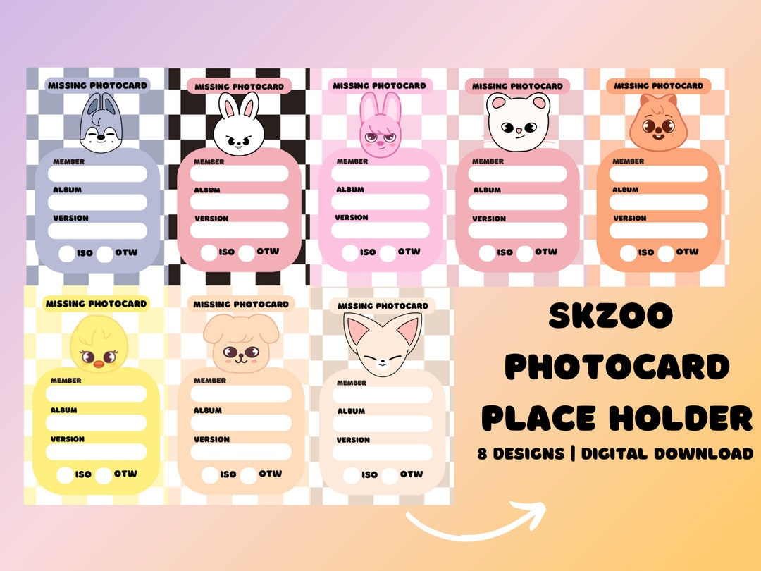 DIGITAL DOWNLOAD | SKZOO Photocard Place Holder/binder Filler | Kpop ...