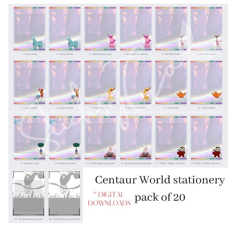 20 Centaur World Stationery Pages, Downloadable Printable Pages. - Etsy