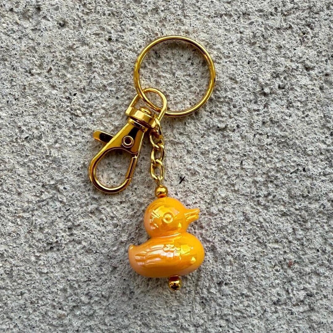 Iridescent Yellow Duck Keychain, Gold Swivel Hook, Kawaii Charm - Etsy