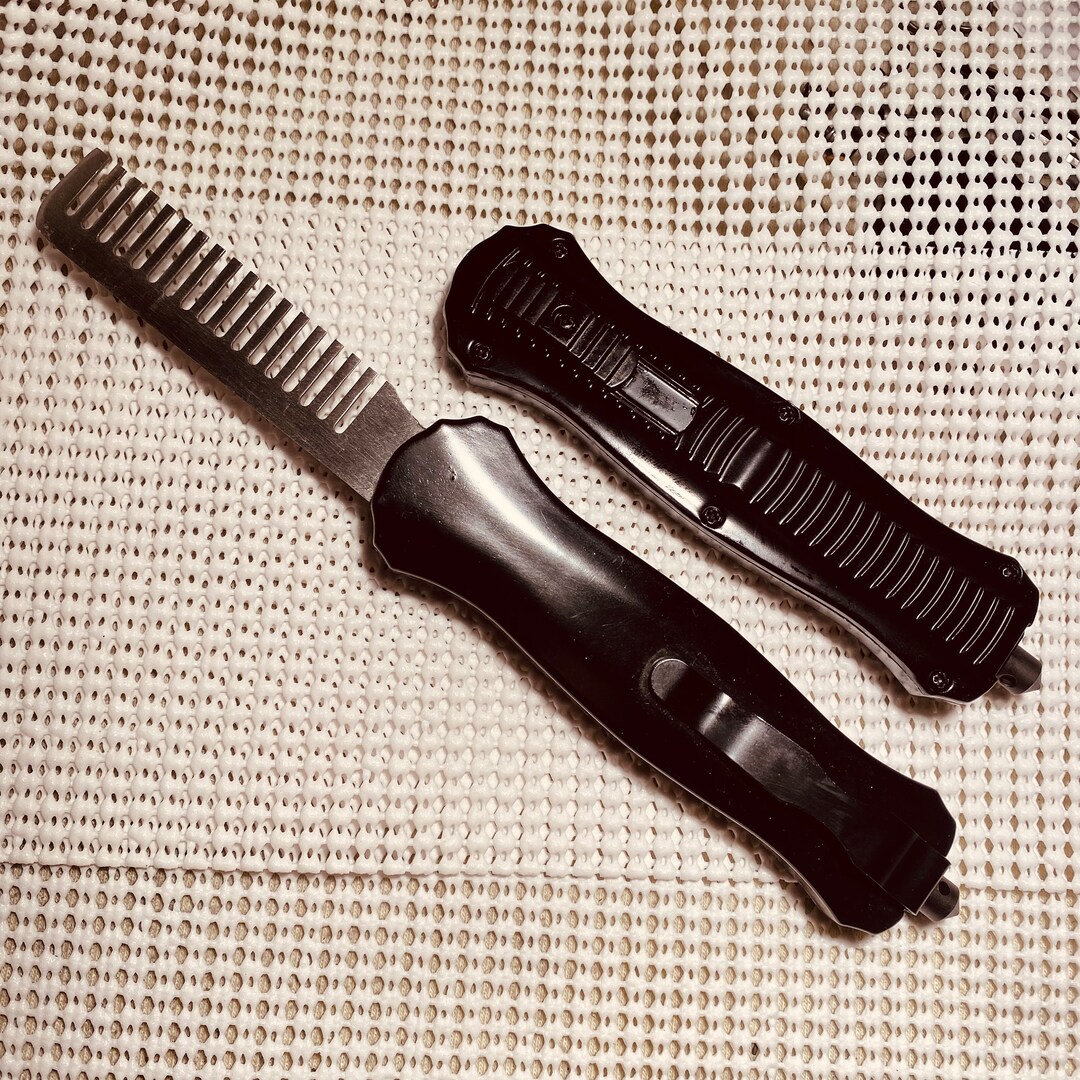 Metal Comb for Hair Mustush Black Color OTF Automatic Open and - Etsy