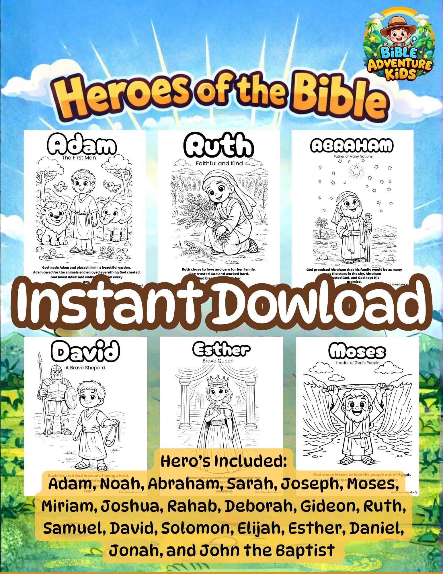 Heroes of the Bible Coloring Book for Kids | Christian Bible Coloring ...