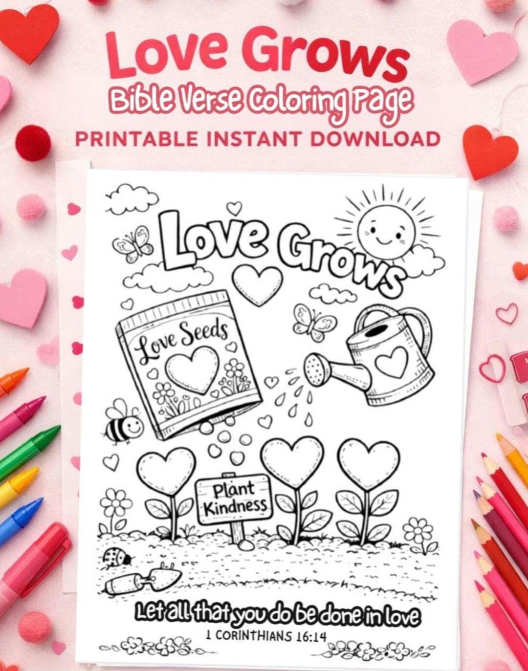 Love Grows Valentine Coloring Page for Kids | Christian Valentine ...