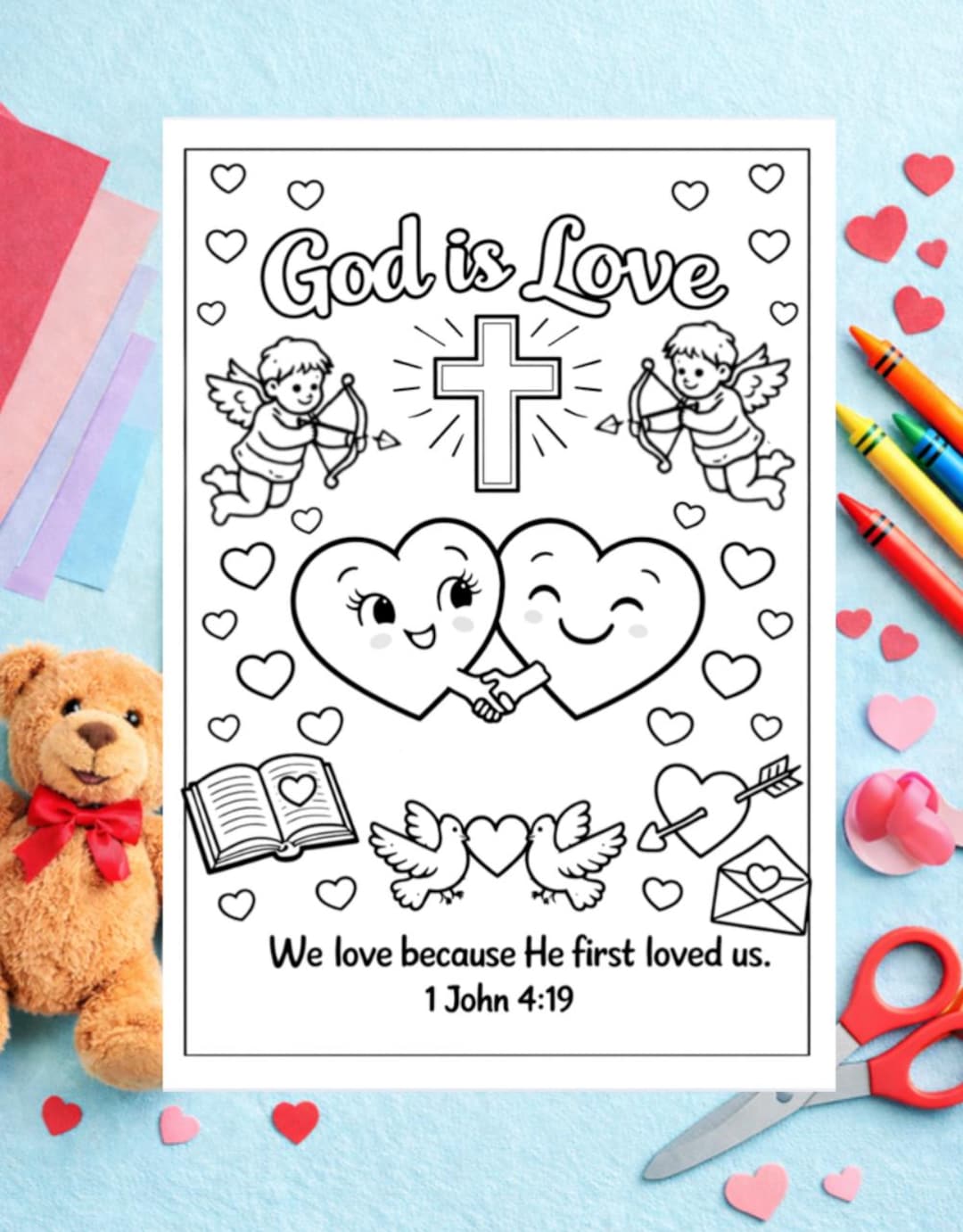 Christian Valentine Coloring Page for Kids | God is Love Printable ...