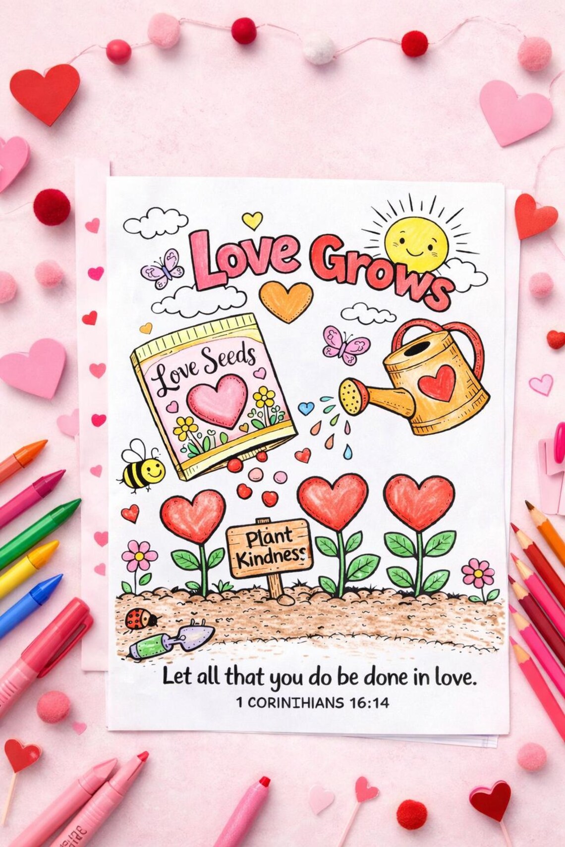 Love Grows Valentine Coloring Page for Kids | Christian Valentine ...