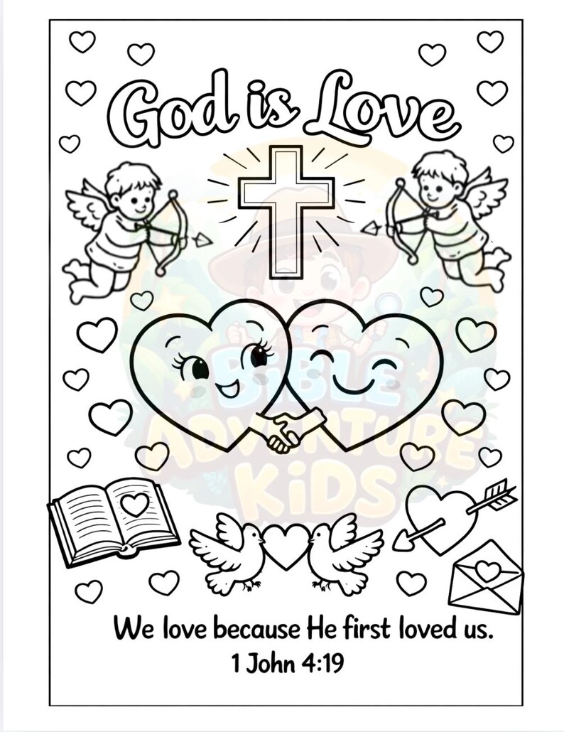 Christian Valentine Coloring Page for Kids | God is Love Printable ...