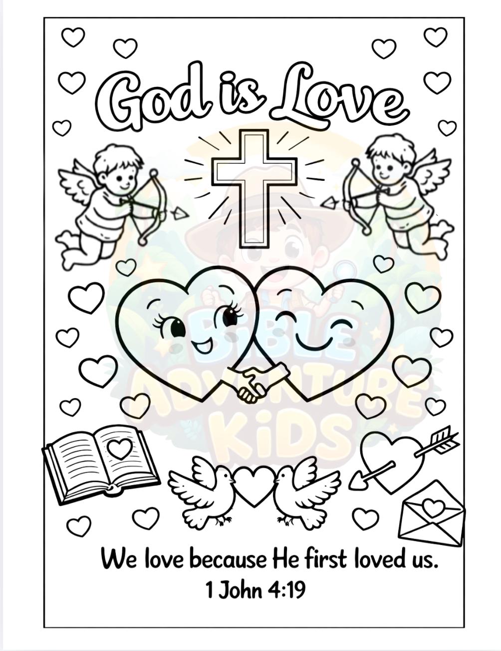 Christian Valentine Coloring Page for Kids | God is Love Printable ...