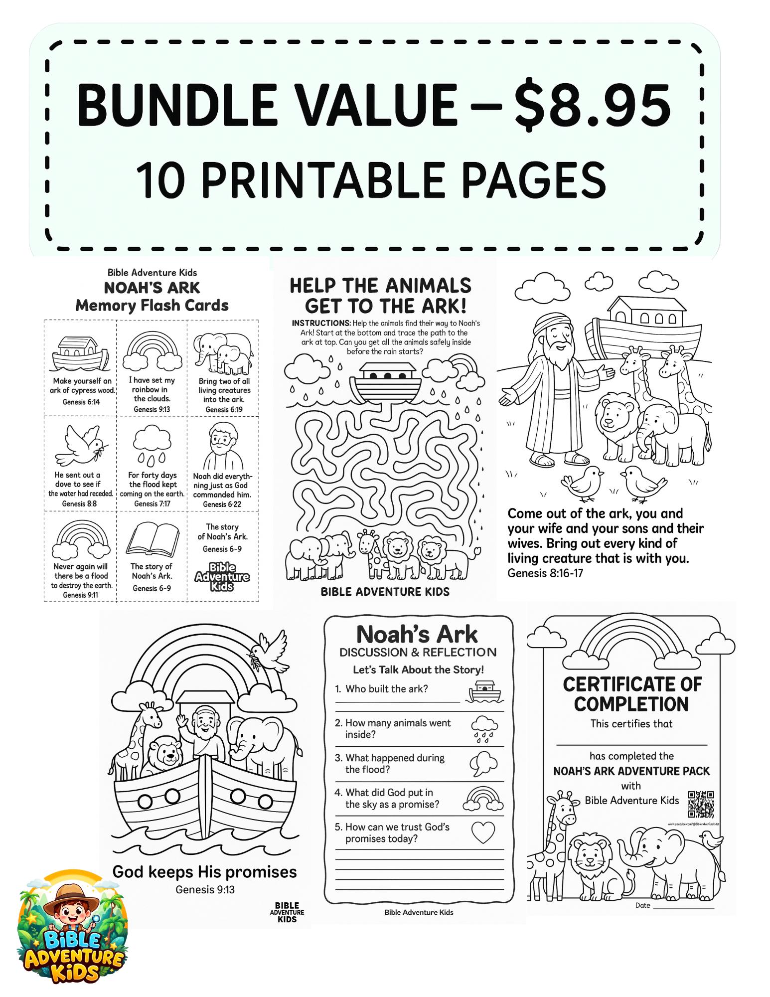Noah's Ark Kids Activity Pack | Bible Story | Homeschool | Sunday ...