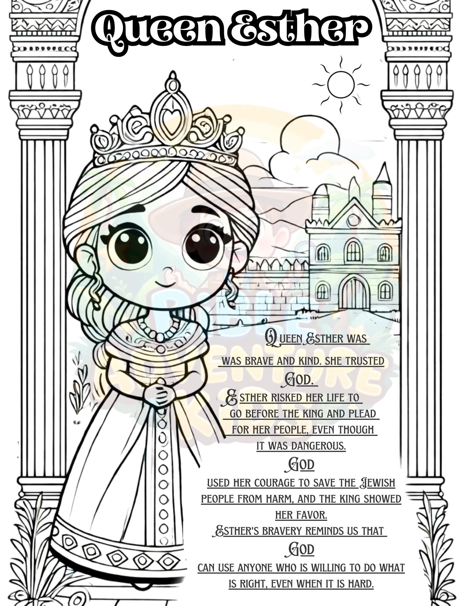 Queen Esther Bible Coloring Page for Kids | Christian Coloring Sheet ...