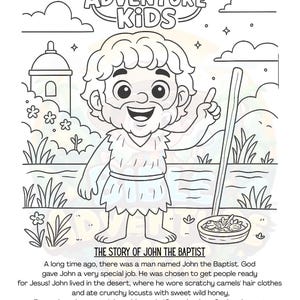 John the Baptist Bible Coloring Page + Short Story | Kids Christian ...