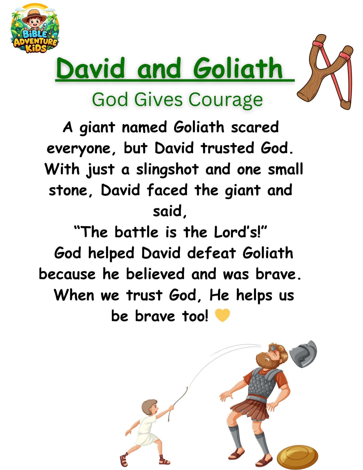 David and Goliath Coloring Page WITH Short Story | Bible Story ...