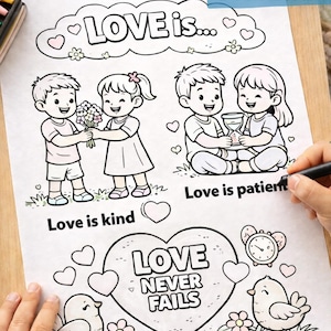 Love is Kind Love is Patient Coloring Page | Christian Valentine ...