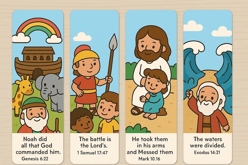 Printable Bible Story Bookmarks for Kids |4 Cute Christian Bookmarks ...