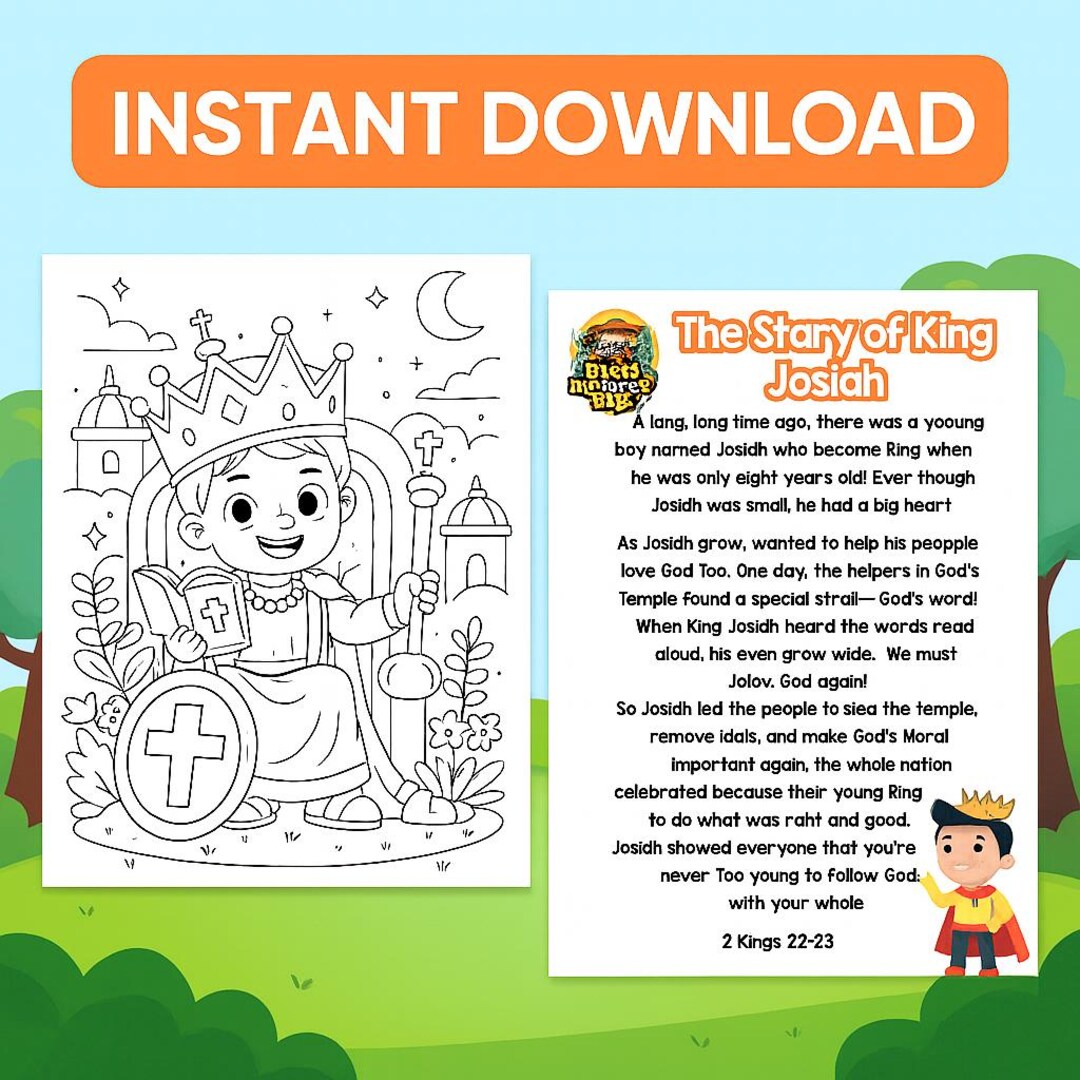 King Josiah Coloring Page & Bible Story Printable | Kids Christian ...