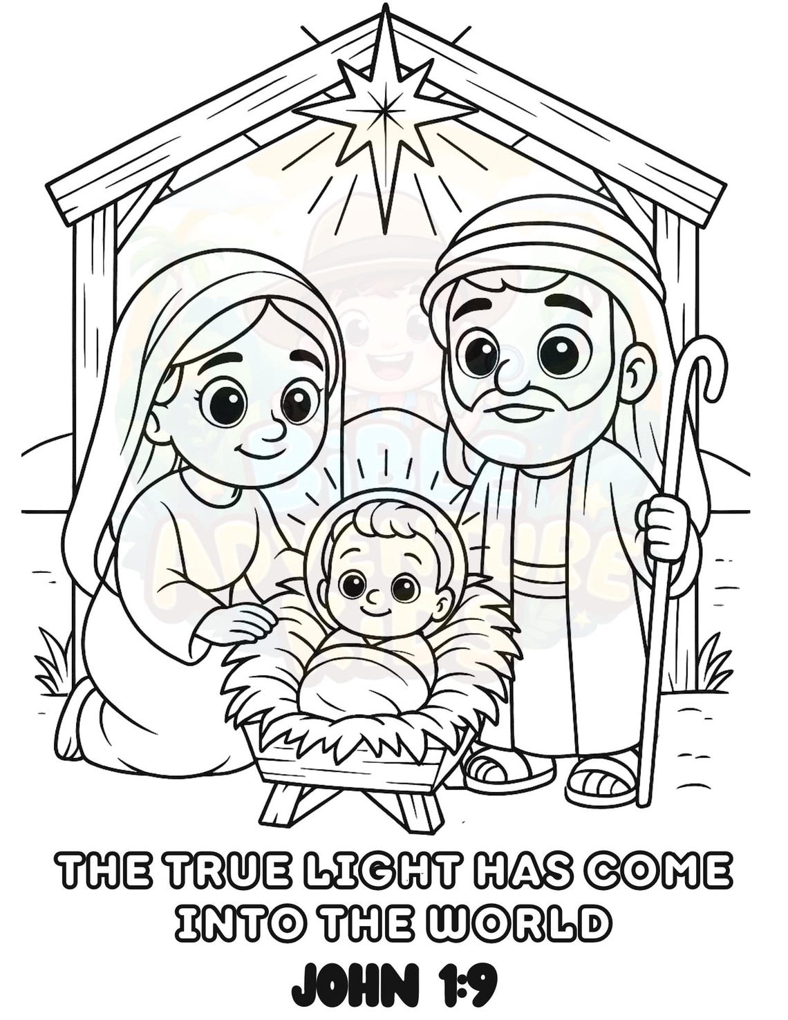Nativity Coloring Page for Kids | Jesus Birth Bible Coloring ...