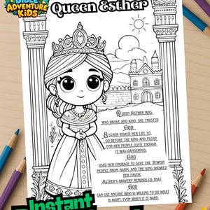 Queen Esther Bible Coloring Page for Kids | Christian Coloring Sheet ...