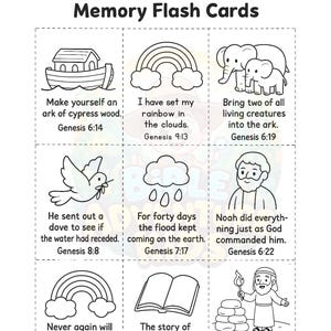 Noah's Ark Flash Cards: Bible Verse Coloring Page (PDF) | Bible Story ...