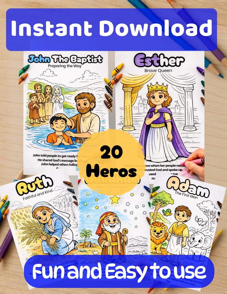 Heroes of the Bible Coloring Book for Kids | Christian Bible Coloring ...