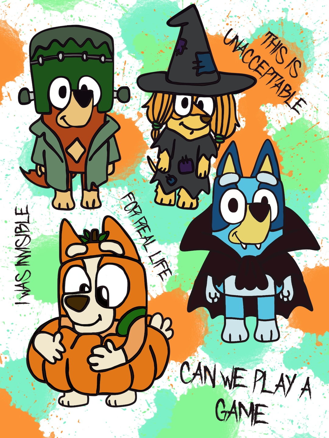 Bluey Halloween Digital Print/ Fabric Pattern - Etsy
