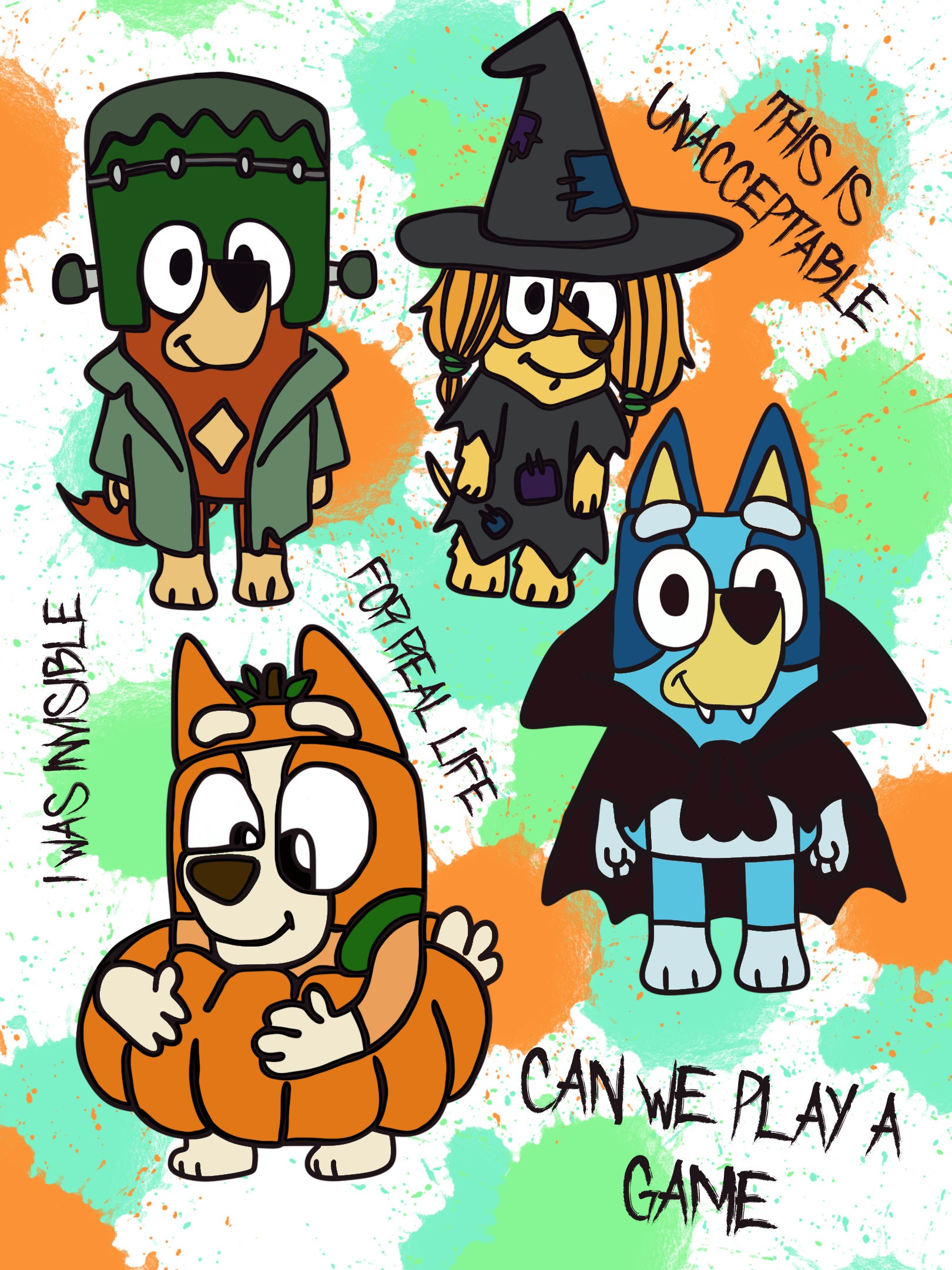 Bluey Halloween Digital Print/ Fabric Pattern - Etsy