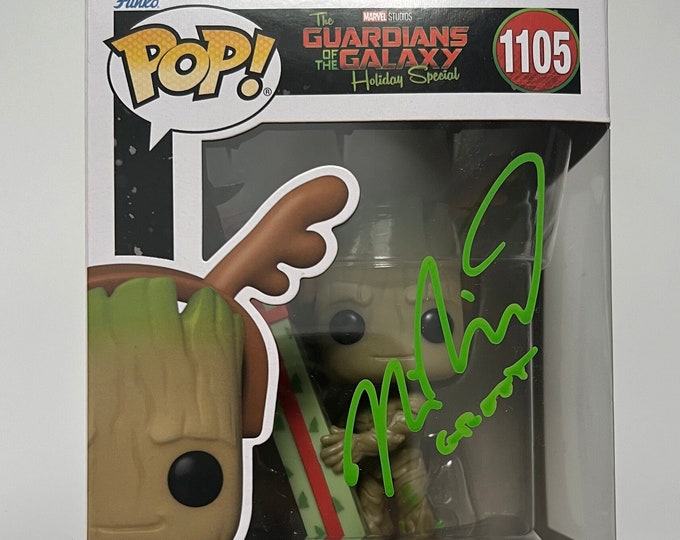 Groot Autographed Funko Pop Guardians of the Galaxy Vin Diesel Signed ...