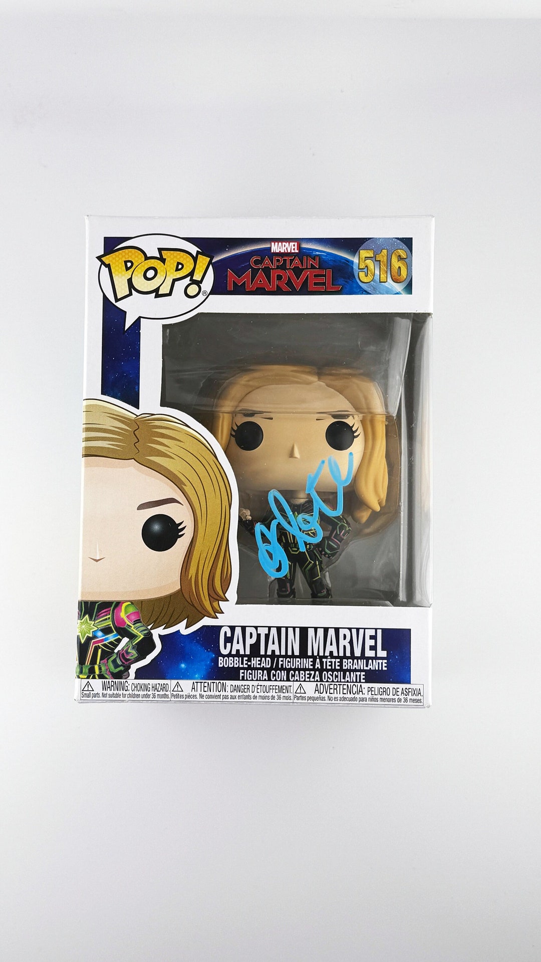 Brie Larson Autographed Funko Pop Signed Captain Marvel Signature With ...