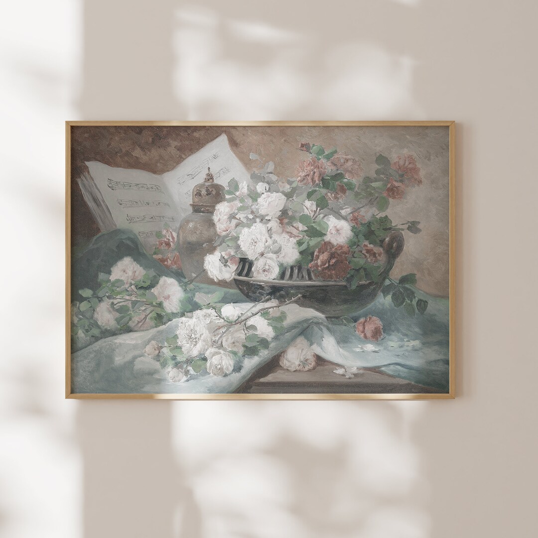 Elegant Floral Symphony Classical Bouquet Art Print Still Life Vintage ...