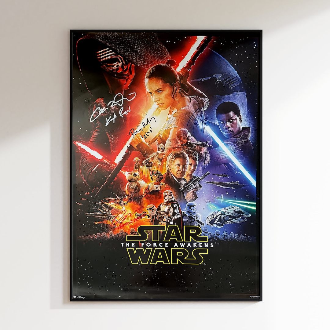 Star Wars Multi-signed Poster Daisy Ridley Adam Driver Gwendoline Christie and More 24x36 Inches ...