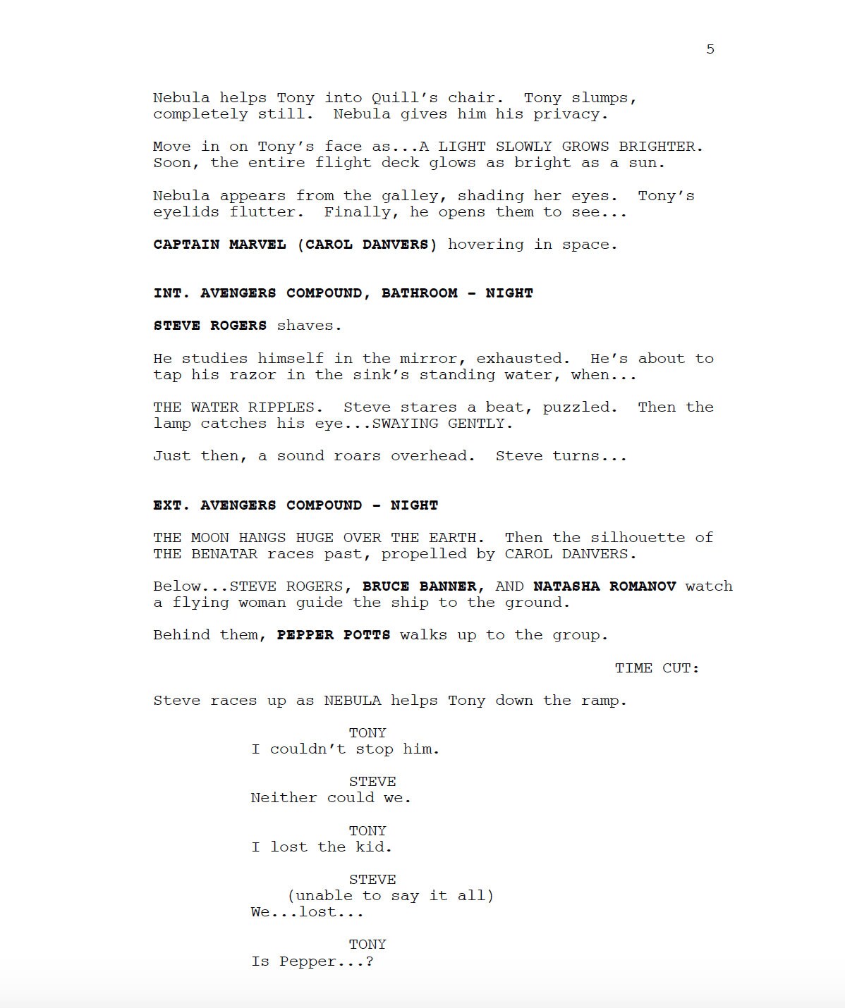 AVENGERS: ENDGAME Signed Movie Script Screenplay Reprint Brie | Etsy