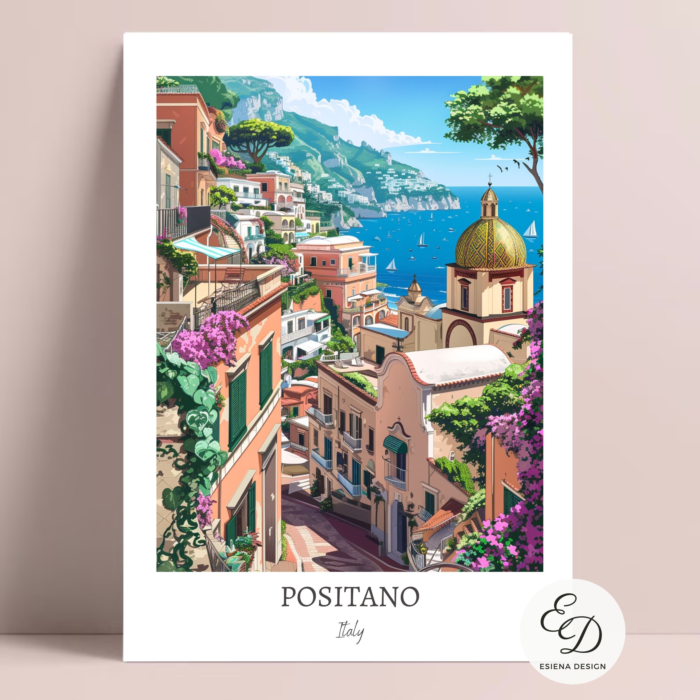 Positano, Amalfi Coast Art Print, Italy Art Print, Positano Italy Print ...