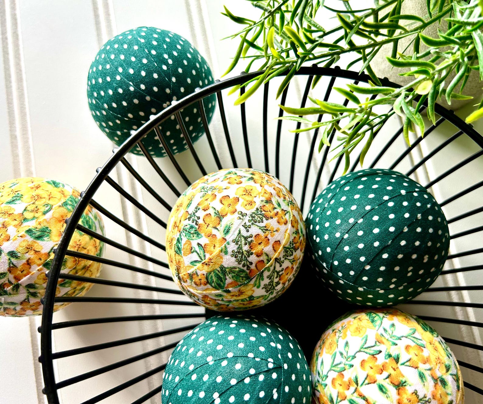 Spring Flowers Fabric Wrapped Rag Balls, Tiered Tray Decor, Floral ...