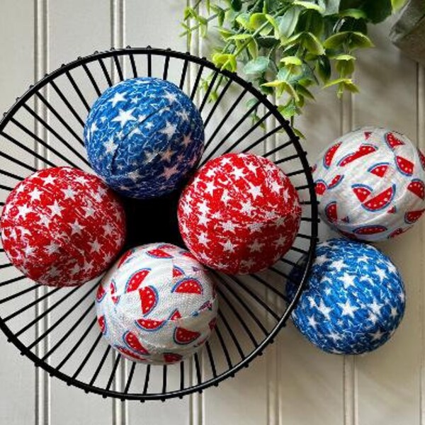 Patriotic Rag Balls - Etsy