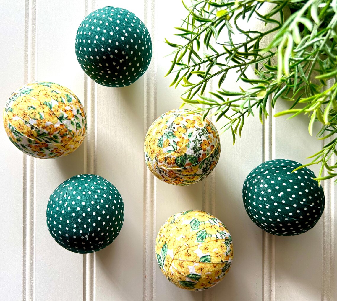 Spring Flowers Fabric Wrapped Rag Balls, Tiered Tray Decor, Floral ...