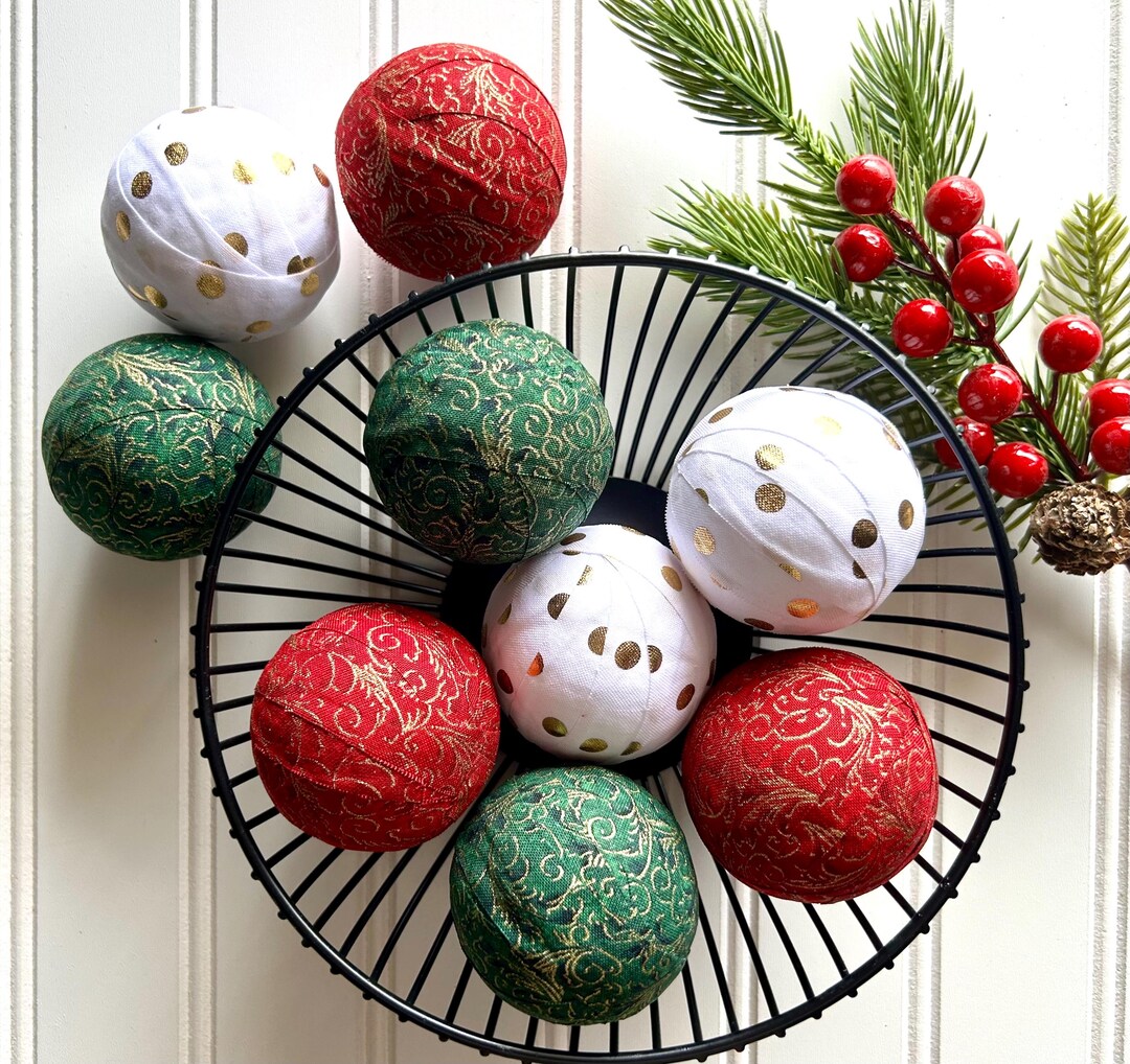 Christmas Faux Rag Balls, Holiday Tiered Tray Decor, Seasonal Dough ...