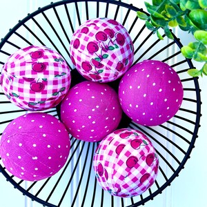 Berry Rag Balls Tiered Tray Decor, Cherry Dough Bowl Filler, Farmhouse ...