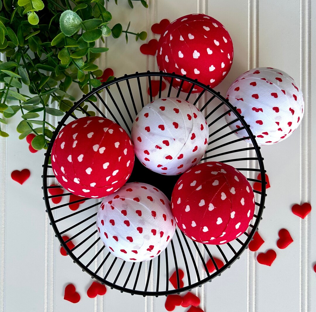 Valentines Day Fabric Wrapped Rag Balls, Tiered Tray Decor, Farmhouse ...