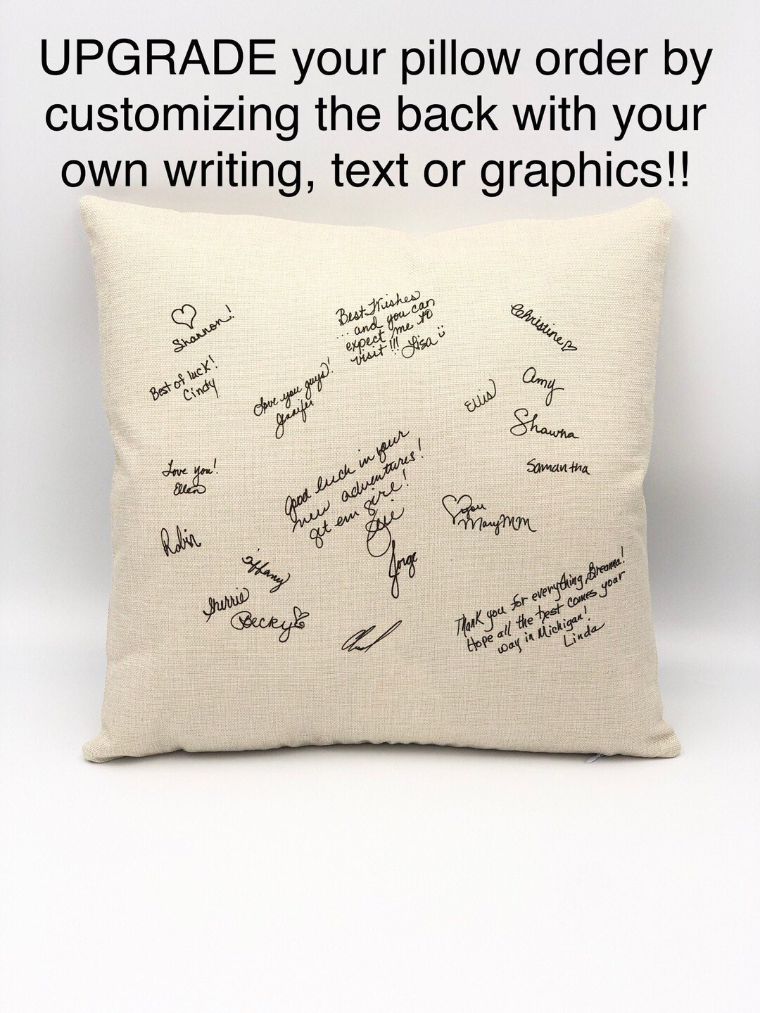 UPGRADE: Add Custom Design on Back of Throw Pillow, 16x16, Personalize ...