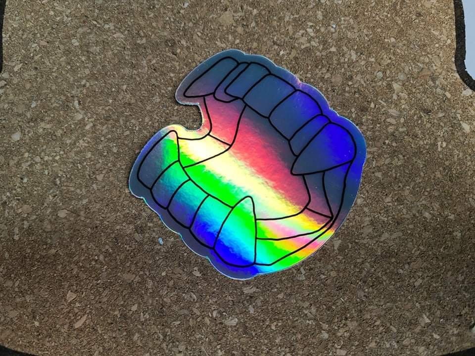 Holographic Vampire Fangs Sticker Holographic Sticker | Etsy