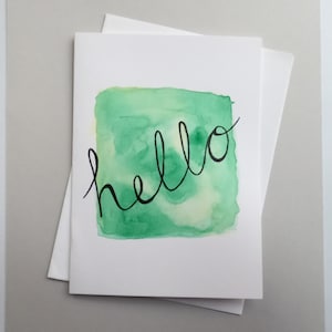 Hello Watercolor Greeting Card - Etsy