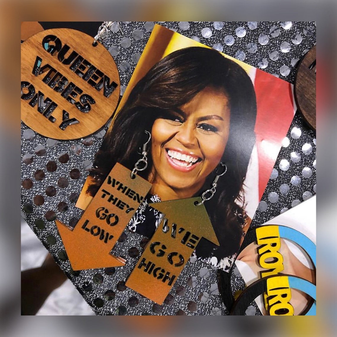 Michelle Obama Earrings Svg When They Go Low Earrings - Etsy