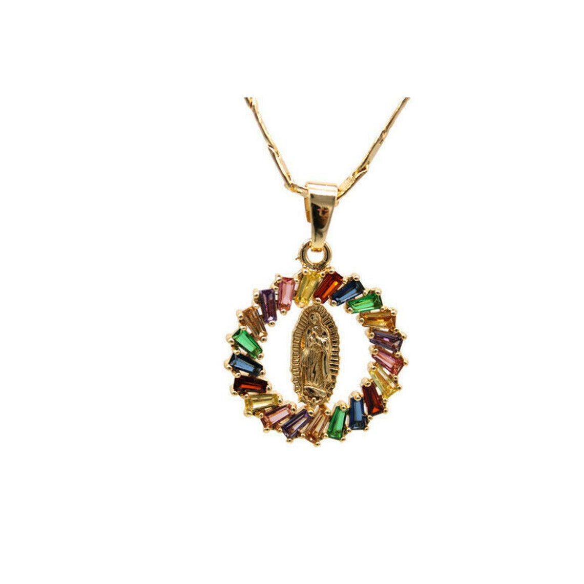 Virgen De Guadalupe Cadena Con Medalla Dije 24k Oro Chapeado Laminado ...
