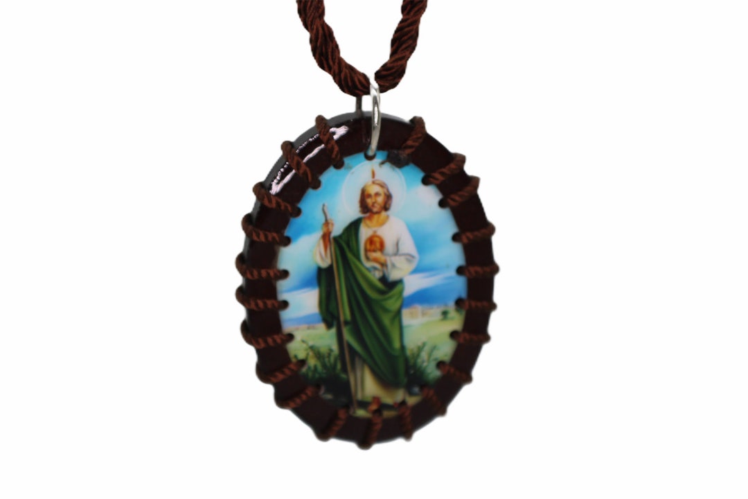 St Jude Scapular Necklace Wood and Rope Handmade Brown Saint NEW - Etsy