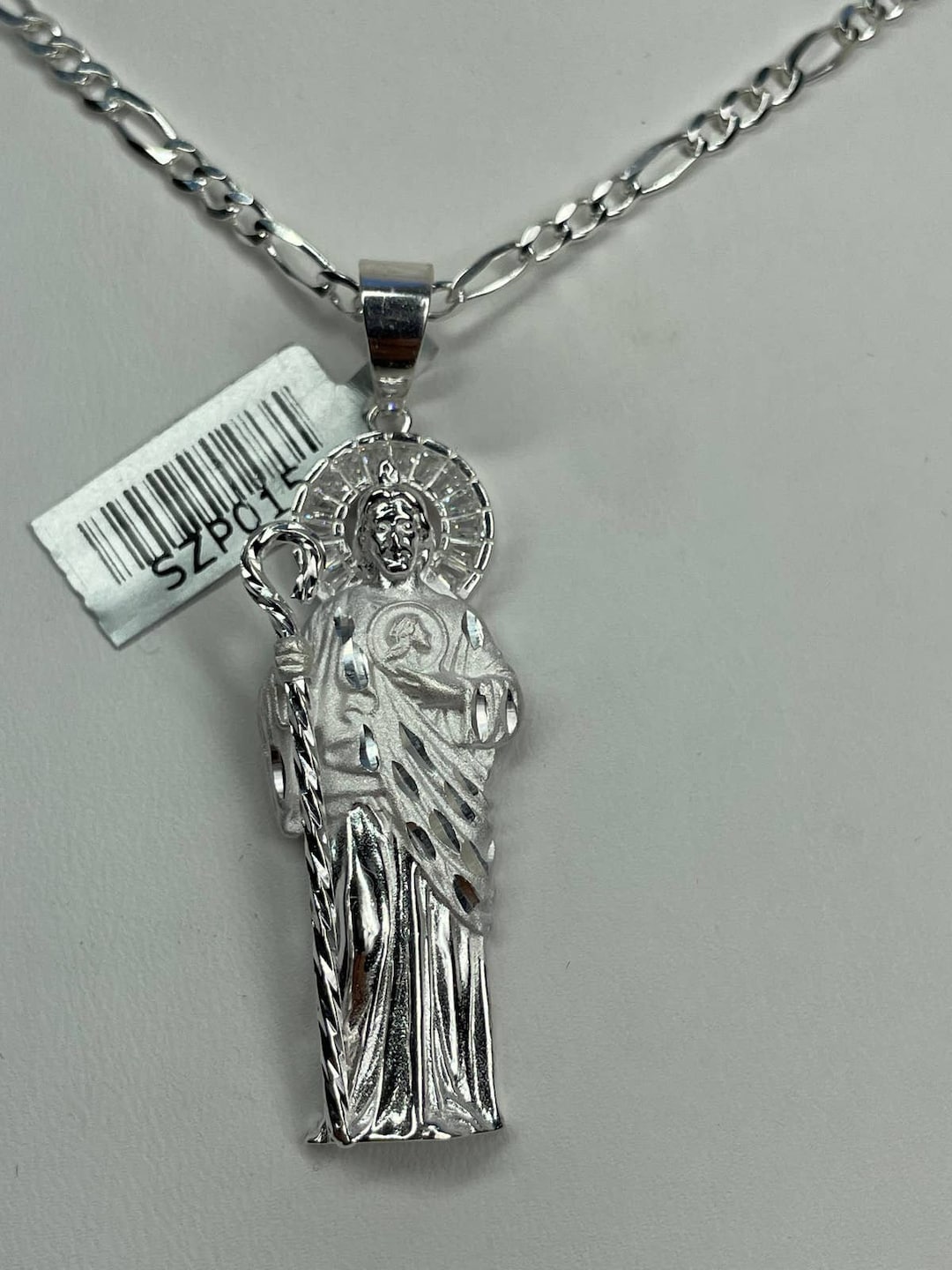 St Jude Pendant With Figaro Necklace 925 Sterling Silver Saint Tadeo ...