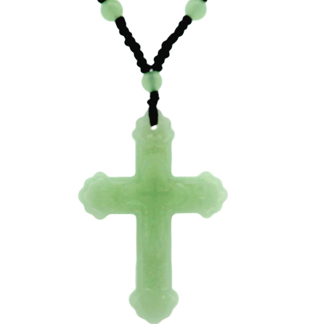 Cross Green Jade Cross Necklace Beads NEW - Etsy