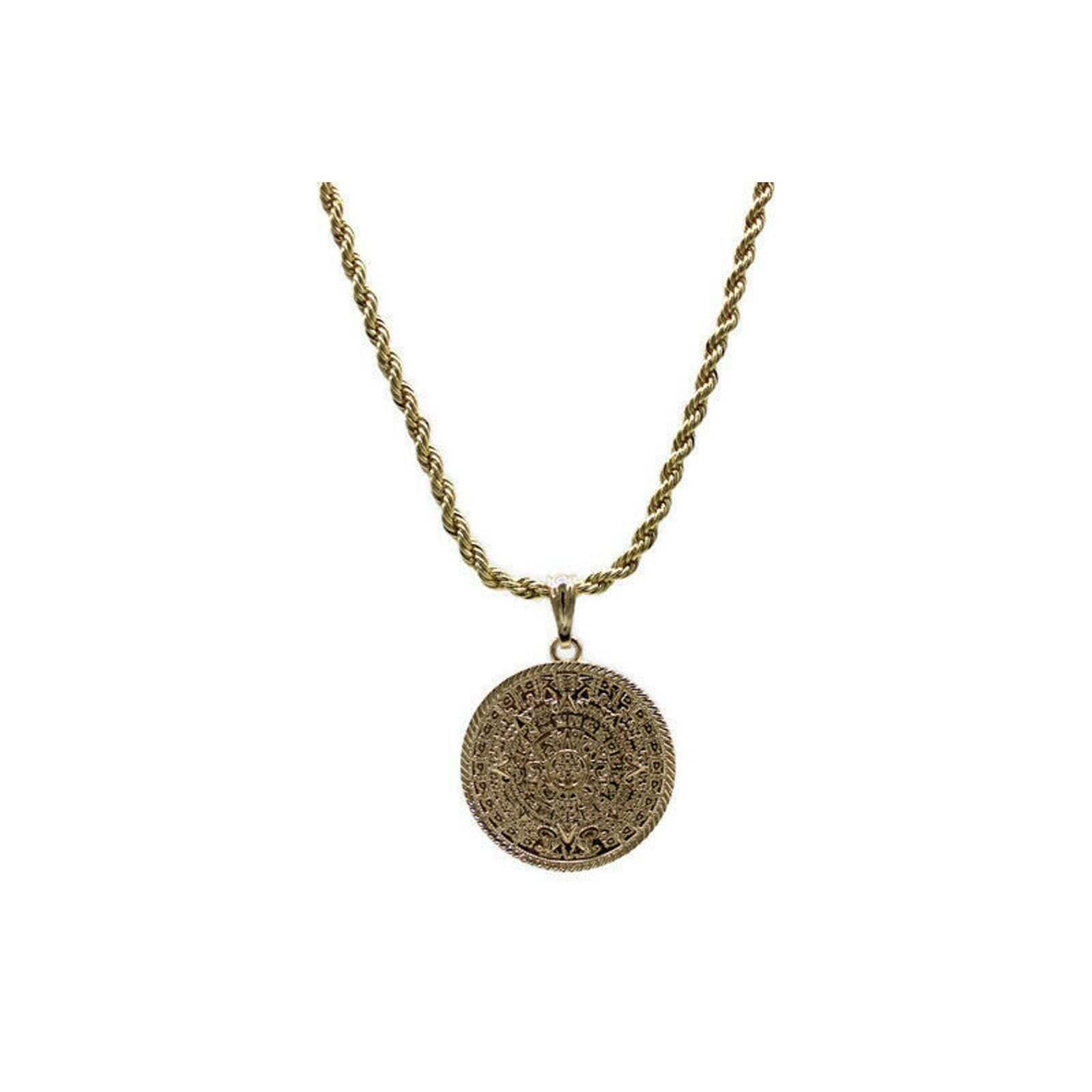 Calendario Azteca Medalla Con Cadena NUEVO 24K Oro Chapeado Laminado ...