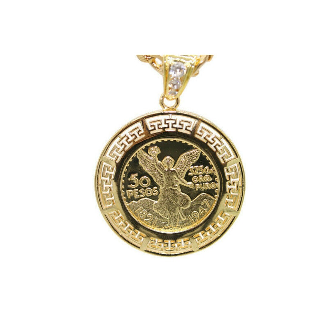 Small Centenario Pendant With Necklace NEW 24K Gold Filled 50 Pesos ...